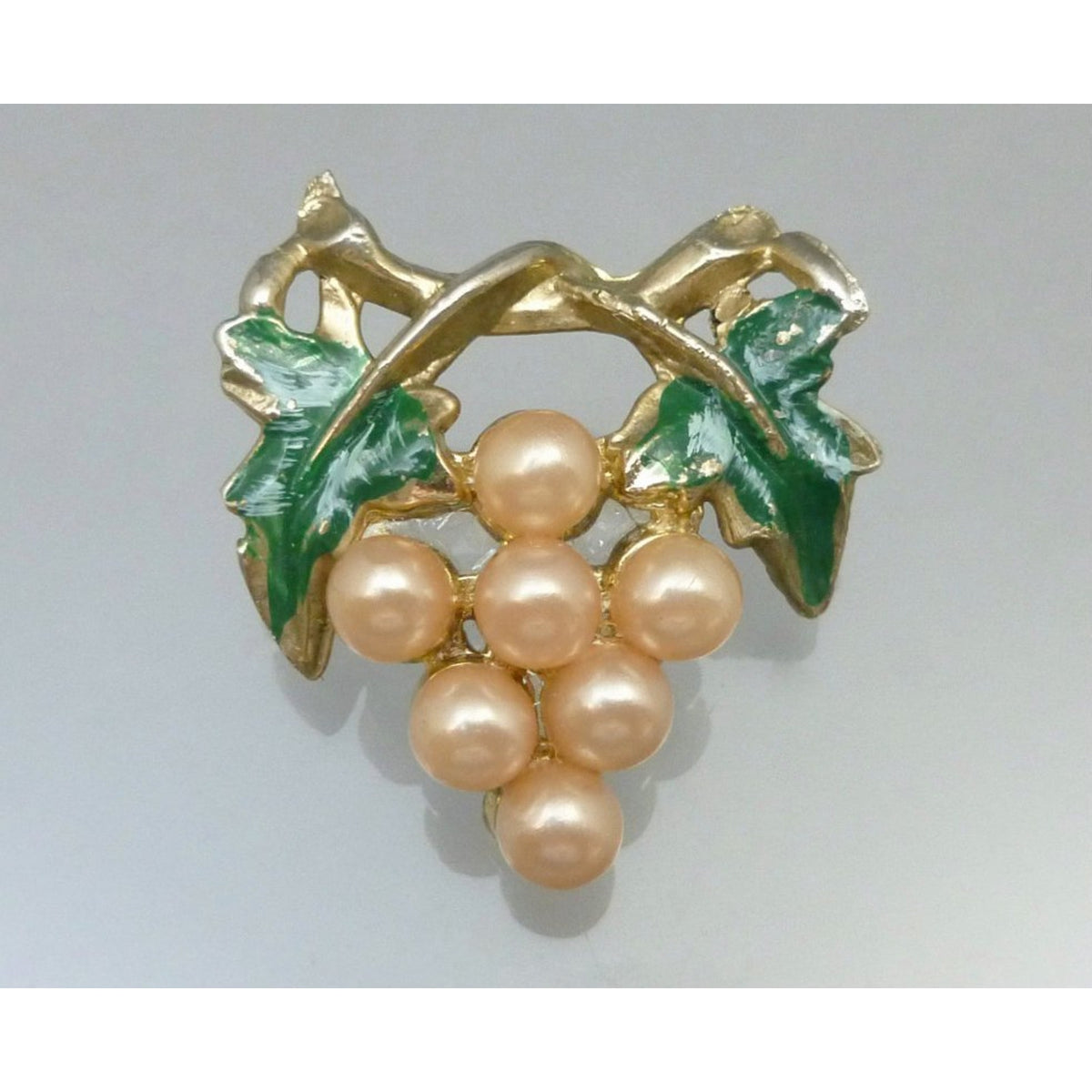 Pair of Vintage circa 1950s / 1960s Scatter Pins Faux Pink Pearl Ename ...